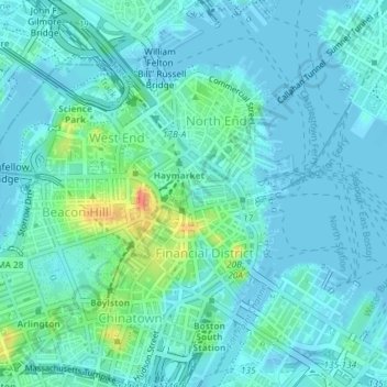 Boston National Historical Park topographic map, elevation, terrain