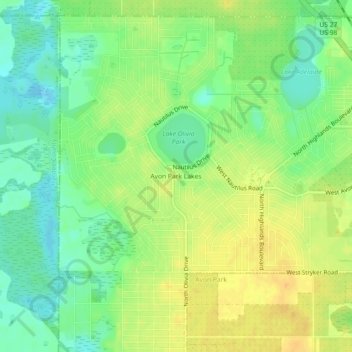Avon Park Lakes topographic map, elevation, terrain