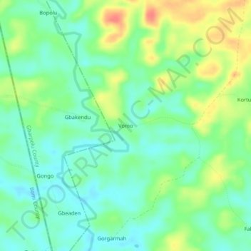Vomo topographic map, elevation, terrain