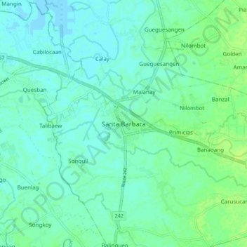Santa Barbara topographic map, elevation, terrain