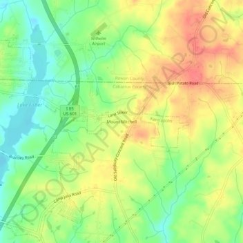 Mount Mitchell topographic map, elevation, terrain