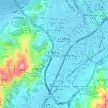 San Sang San Tsuen topographic map, elevation, terrain