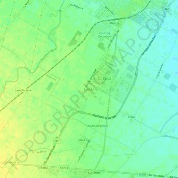 Cento topographic map, elevation, terrain