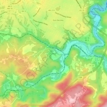 Raleigh topographic map, elevation, terrain