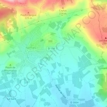 Caveyrac topographic map, elevation, terrain