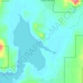 Lake Morena County Park topographic map, elevation, terrain