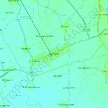 Repalle topographic map, elevation, terrain