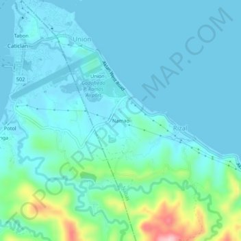 Namao topographic map, elevation, terrain
