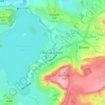 Bishop Sutton topographic map, elevation, terrain