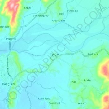 Tayum topographic map, elevation, terrain