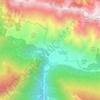 Musi / Mužac topographic map, elevation, terrain