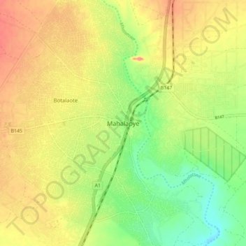 Mahalapye topographic map, elevation, terrain