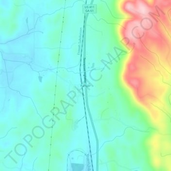 Ranger topographic map, elevation, terrain