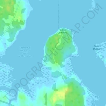 Comeau Point topographic map, elevation, terrain