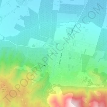 Markovo topographic map, elevation, terrain