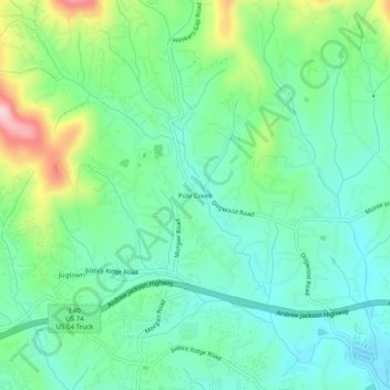 Pole Creek topographic map, elevation, terrain