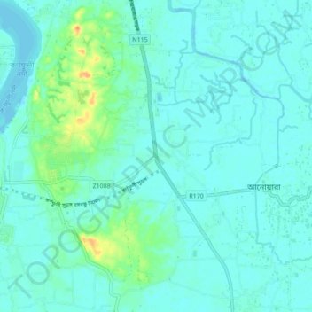 Anwara topographic map, elevation, terrain