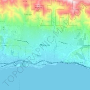 Montecito topographic map, elevation, terrain