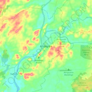 Andagoya topographic map, elevation, terrain