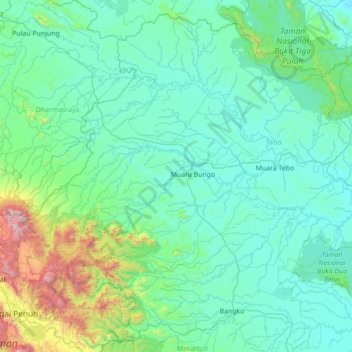 Muko-muko Bathin VII topographic map, elevation, terrain