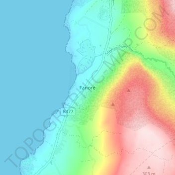 Fanore topographic map, elevation, terrain