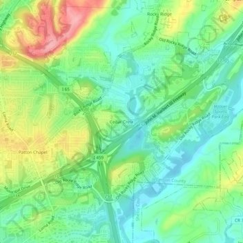 Cedar Crest topographic map, elevation, terrain