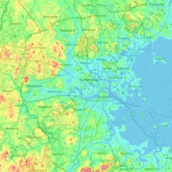 Cambridge topographic map, elevation, terrain