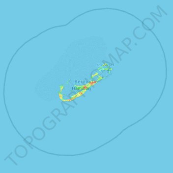 Bermuda topographic map, elevation, terrain