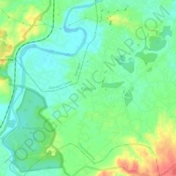 Rajbari topographic map, elevation, terrain