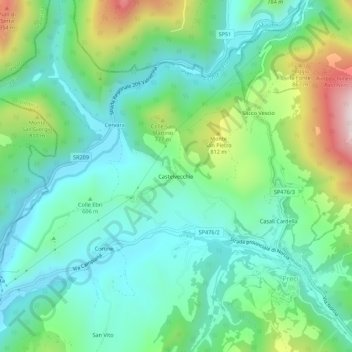 Castelvecchio topographic map, elevation, terrain