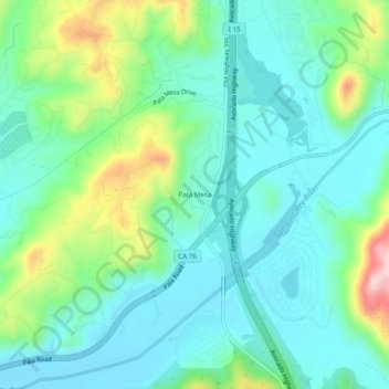 Pala Mesa topographic map, elevation, terrain