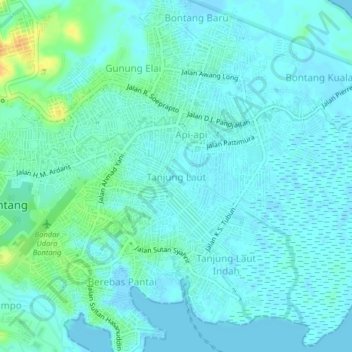 Tanjung Laut topographic map, elevation, terrain