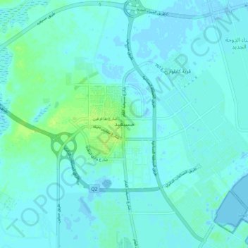 Mesaieed topographic map, elevation, terrain