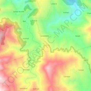 Kotli topographic map, elevation, terrain