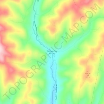 Topsham Four Corners topographic map, elevation, terrain