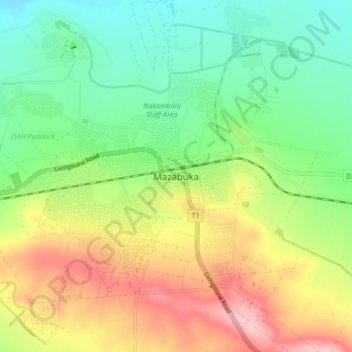 Mazabuka topographic map, elevation, terrain