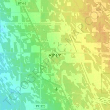 Ashern topographic map, elevation, terrain