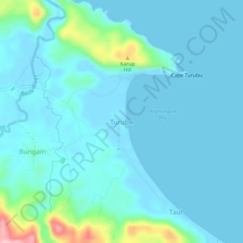 Turubu topographic map, elevation, terrain