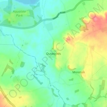 Outwoods topographic map, elevation, terrain