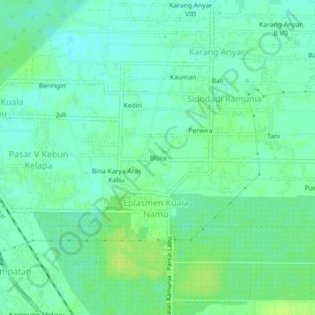 Blora topographic map, elevation, terrain