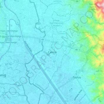Cainta topographic map, elevation, terrain