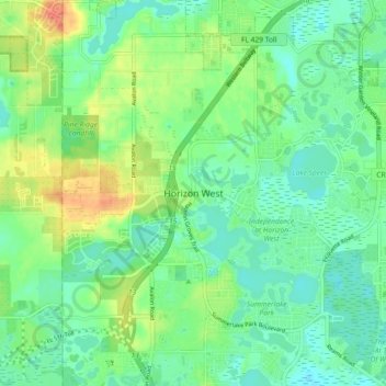 Horizon West topographic map, elevation, terrain