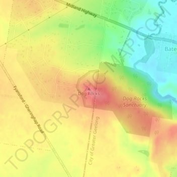 Dog Rocks topographic map, elevation, terrain
