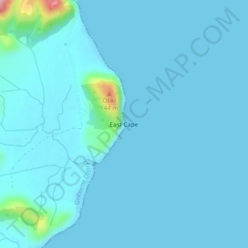 East Cape topographic map, elevation, terrain