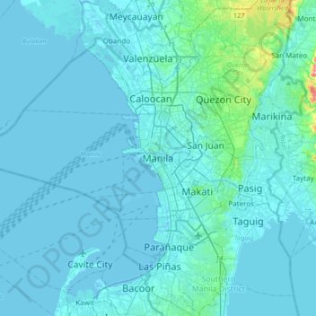 Manila topographic map, elevation, terrain