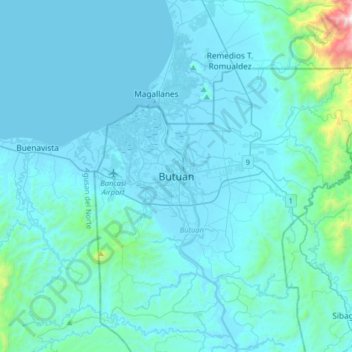 Butuan topographic map, elevation, terrain