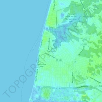 Town Bank topographic map, elevation, terrain
