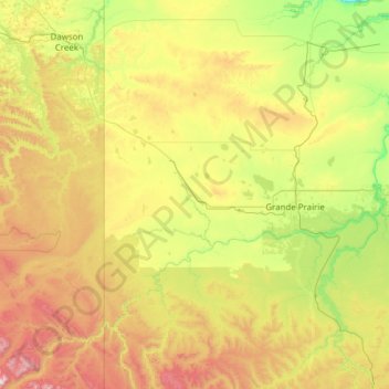 Beaverlodge (town) topographic map, elevation, terrain