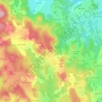 Le Pont topographic map, elevation, terrain