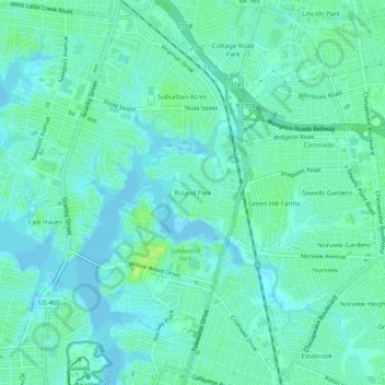 Roland Park topographic map, elevation, terrain